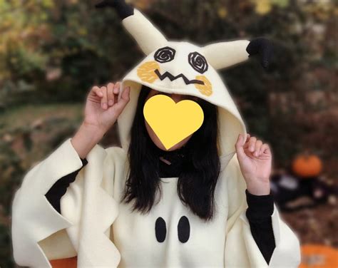 Mimikyu Pokemon Anime Cosplay Halloween Costume Poncho Hooded Cloak