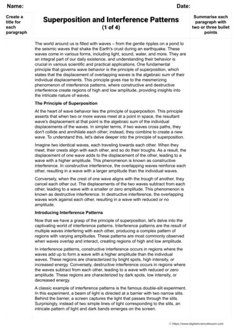 Superposition And Interference Patterns By Digital Science Lesson