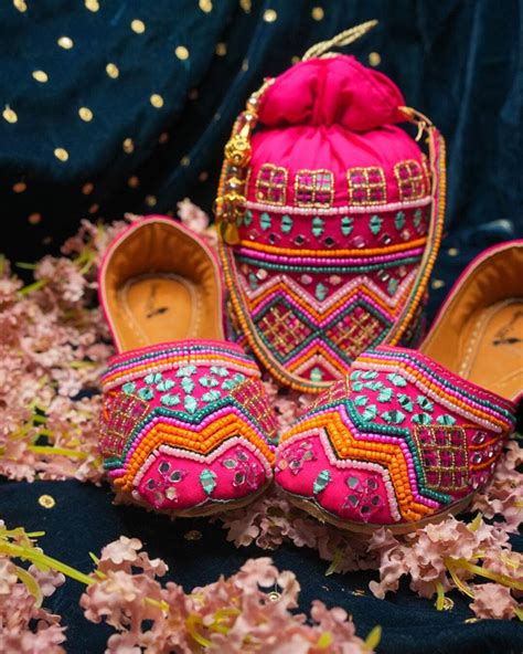 Handcrafted Pink Punjabi Ballet Jutti Khussa Shoes With Potli Bag For Women Jutti Mojari Khussa