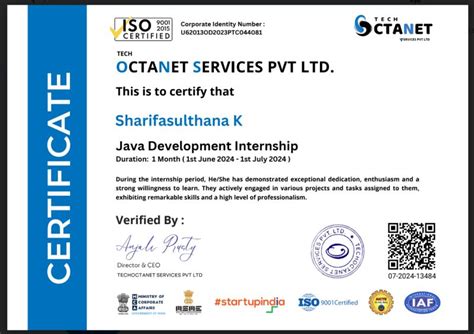 Sharifa Sulthana On Linkedin Javadevelopment Internship