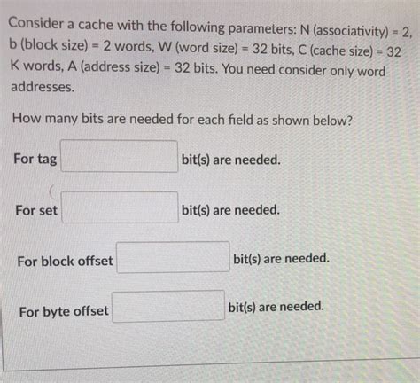 Solved Consider A Cache With The Following Parameters N Chegg