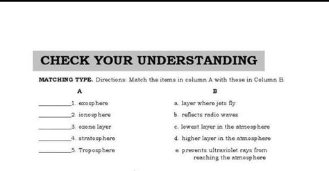 Check Your Understanding Matching Type Match The Items In Column A With Those In Column B