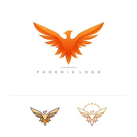 Conjunto de ilustração vetorial de design de logotipo de fênix conceito moderno Vetor Premium