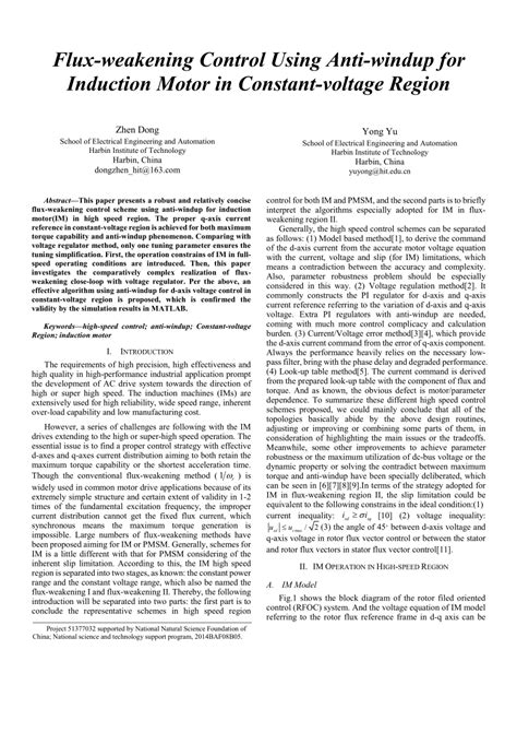 Pdf Flux Weakening Control Using Anti Windup For Induction Motor In Constant Voltage Region