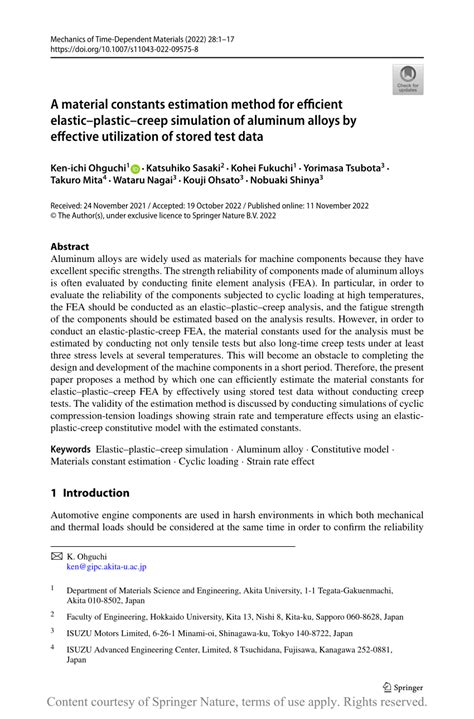 A Material Constants Estimation Method For Efficient Elasticplasticcreep Simulation Of