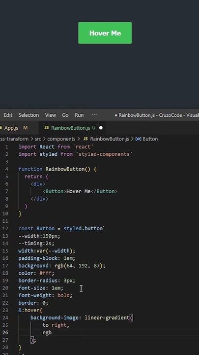 Animated Rainbow Button Created Using React Styled Components Reactjs