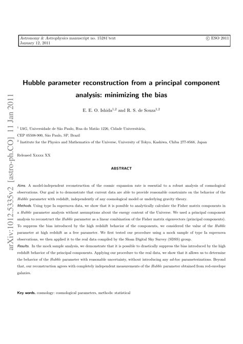 Pdf Hubble Parameter Reconstruction From A Principal Component