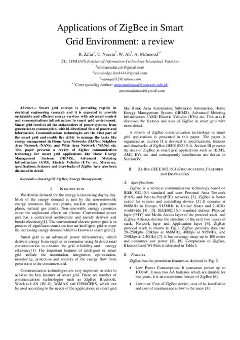 Pdf Applications Of Zigbee In Smart Grid Environment A Review