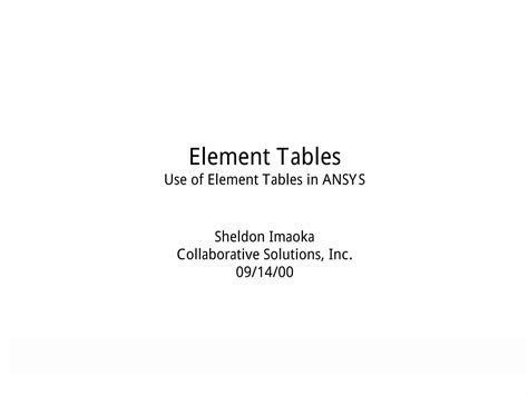 Element Tables Ansys Users