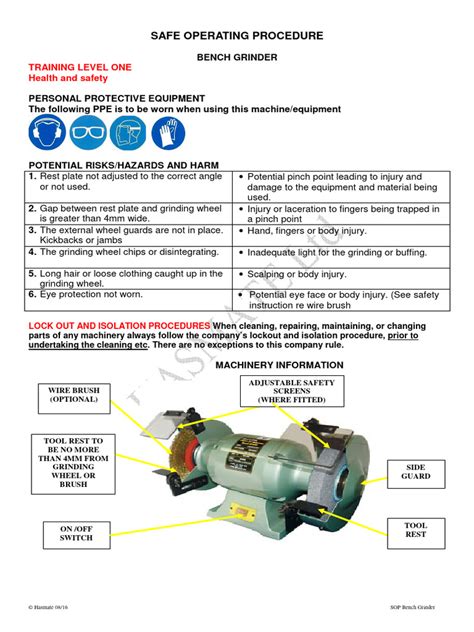 hasmate example safe operating procedure bench grinder pdf grinding