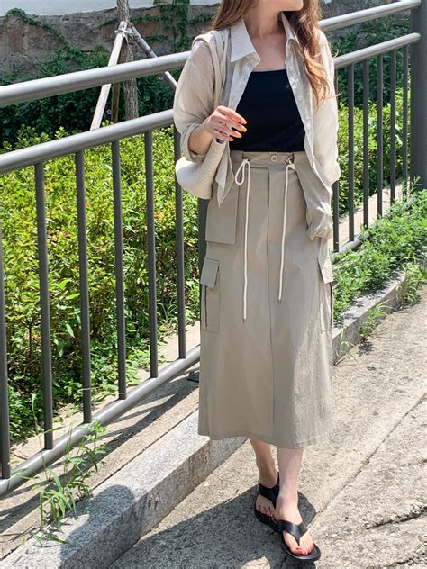 셋업 캐주얼스트링 뒷 밴딩 포켓 카고 스커트 치마