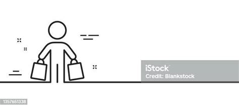 쇼핑 백 라인 아이콘 구매자 고객 사인 최소 라인 패턴 배너 벡터 가방에 대한 스톡 벡터 아트 및 기타 이미지 가방 형판 고객 Istock