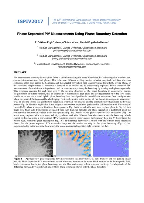 PDF Phase Separated PIV Measurements Using Phase Boundary Detection
