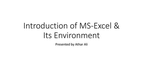 lecture introduction of excel 2013 and its environment introduction