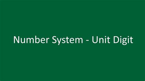 number system unit digit youtube
