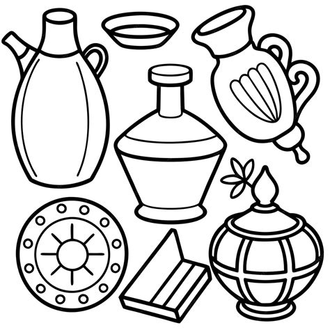 Deinks Items Outline Coloring Book Page Line Art Drawing Premium Ai