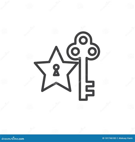 Star And Key Line Icon Stock Vector Illustration Of Perfect 101746183