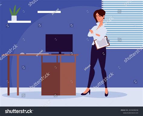 Woman Personal Assistant Character Workspace Stock Vector Royalty Free