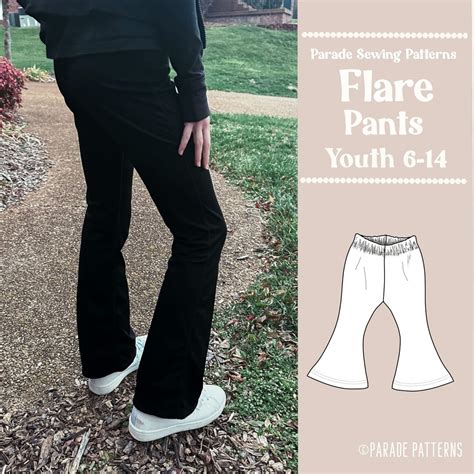 Flare Pants Pdf Sewing Patterna0 For Youth Sizes 6 14 Video Tutorial