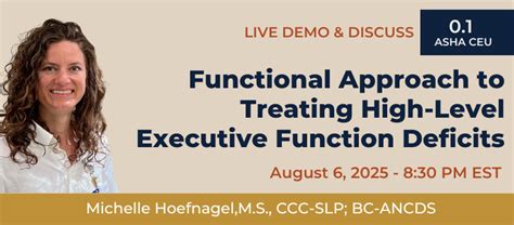 Functional Approach To Treating High Level Executive Function Deficits