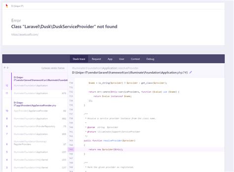 Error Class Laravel Dusk DuskServiceProvider Not Found After Upgrading From V To V
