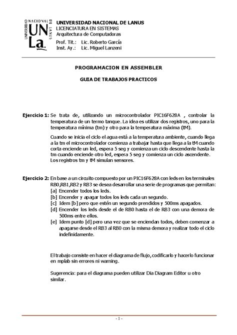 Arquitectura De Computadoras Tp Termotanque Y Terminales 2022 Unla