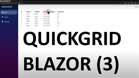 Ejemplo De Quickgrid En Blazor Iii Youtube