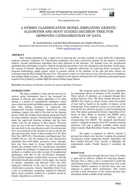 Pdf A Hybrid Classification Model Employing While The