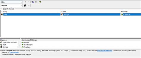 Glitch In Replace Function Object Browser Documentation Access