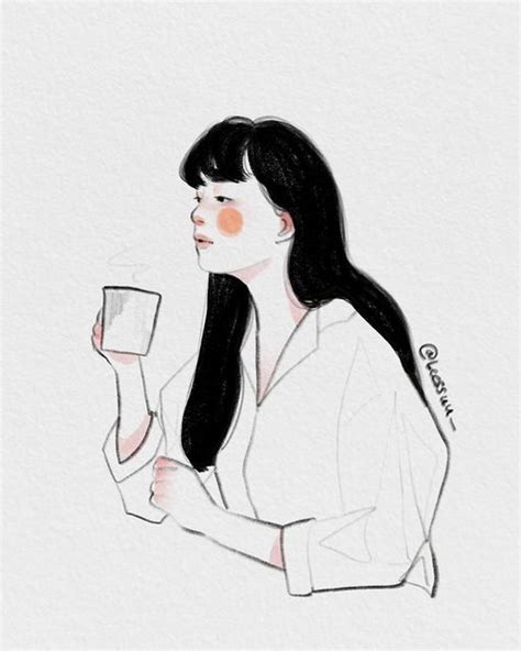 혜린 On Instagram 주말 카페 커피 한잔이 간절합니다 ☕️ 스케치 일러스트 일러스트레이션 매일그림 감성그림 색연필일러스트 아이패드그림 그림