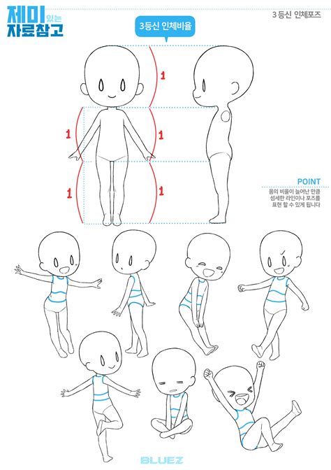 3등신 인체포즈 자료입니다~ 제미있는자료참고자료참고인체드로잉데포르메인체3등신3등신캐릭터인체포즈블루젯블루젯만화학원 Chibi Sketch Chibi