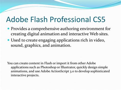 Ppt Adobe Flash Professional Cs5 Powerpoint Presentation Free