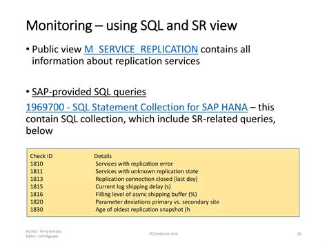 Sap Hana System Replication Setup Operations And Hana Monitoring