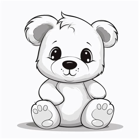 아이들을 위한 귀여운 새 색칠 페이지 손으로 그린 곰 개요 그림 프리미엄 벡터 프리미엄 벡터
