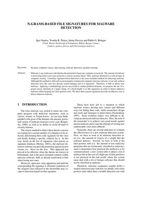 Pdf N Grams Based File Signatures For Malware Detection