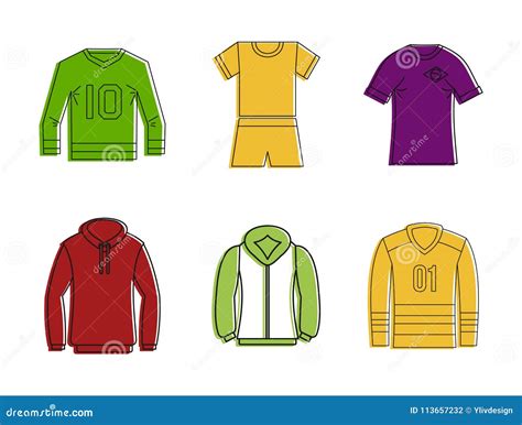 Sport Clothes Icon Set Color Outline Style Stock Vector Illustration