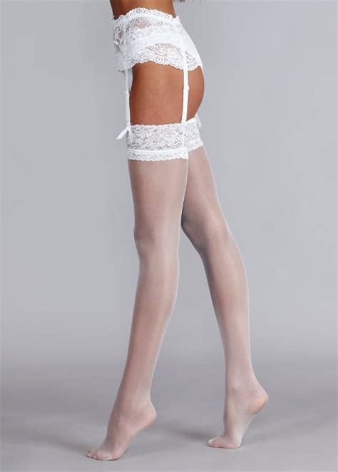 Silky Super Shine Lace Top Stockings Uk Tights