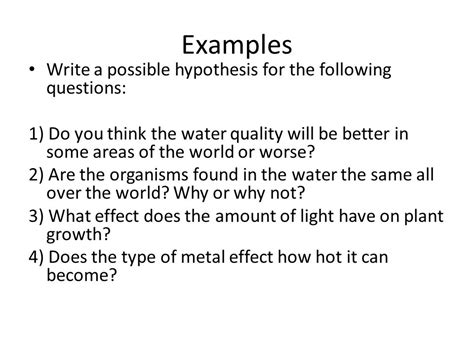 Hypothesis Examples