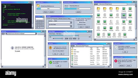 Retro User Interface Retro Ui Copying Downloading Box Warning