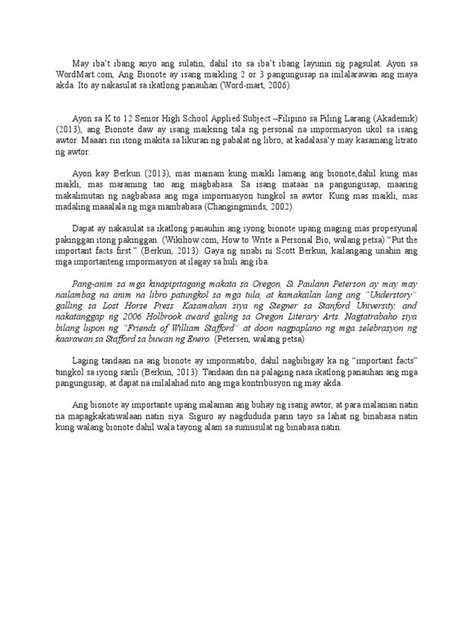 Bionote With Citation Thesis Pdf