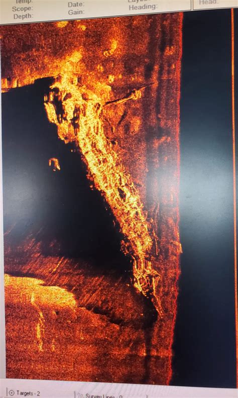 Side Scan Image Of Hms Hawke C Max Cm2 Side Scan 75m Range 325 Khz