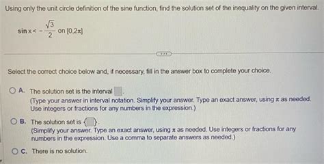 solved using only the unit circle definition of the sine