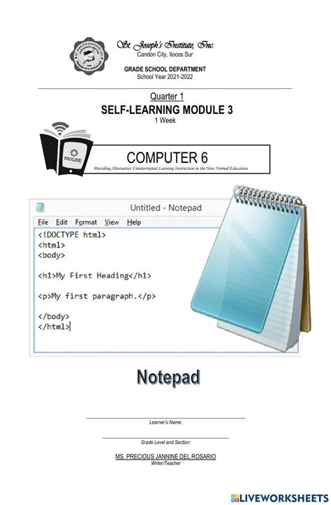 M1 Computer 6 M3 Worksheet Live Worksheets