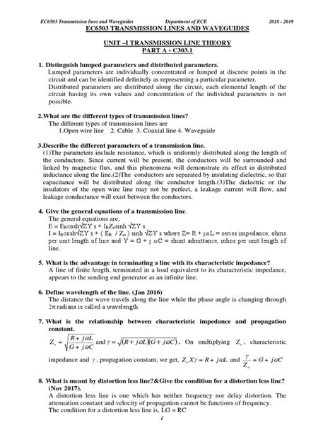 Analysis Of Transmission Line Parameters And Characteristics Pdf