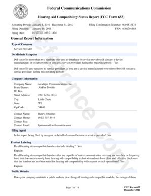 Fillable Online Hearing Aid Compatibility Status Report Fax Email Print PdfFiller
