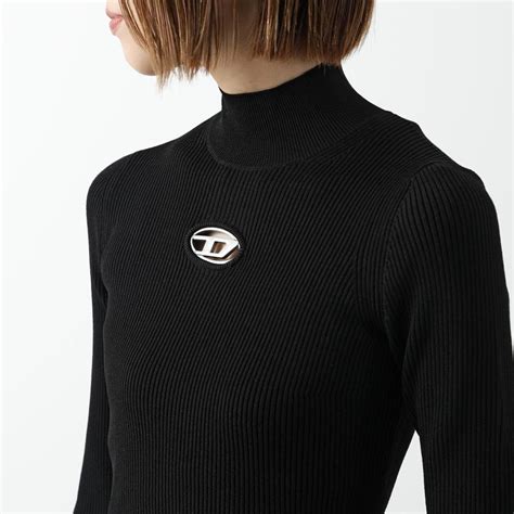 Diesel ディーゼル ワンピース M Zary B A14186 0dlax レディース スリムフィット ドレス オーバルd ロゴ メタル
