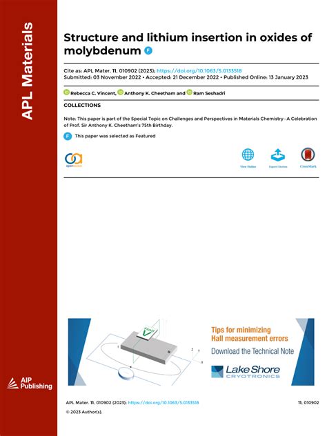 Pdf Structure And Lithium Insertion In Oxides Of Molybdenum