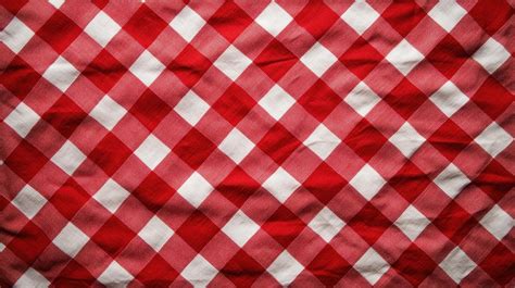 Red And White Checkered Picnic Blanket Texture Premium Ai Generated Image
