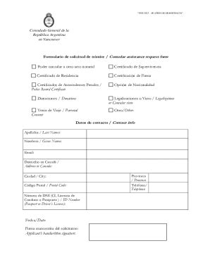 Fillable Online Formulario De Solicitud De Trmite Consular Assistance Fax Email Print