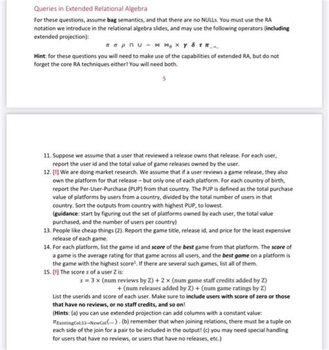 solved queries in extended relational algebra for these